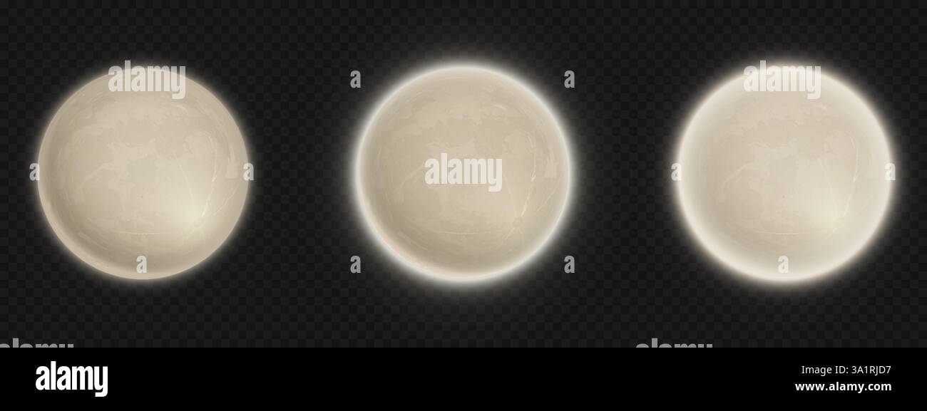 Full moon with realistic glow on transparent background. Celestial ...