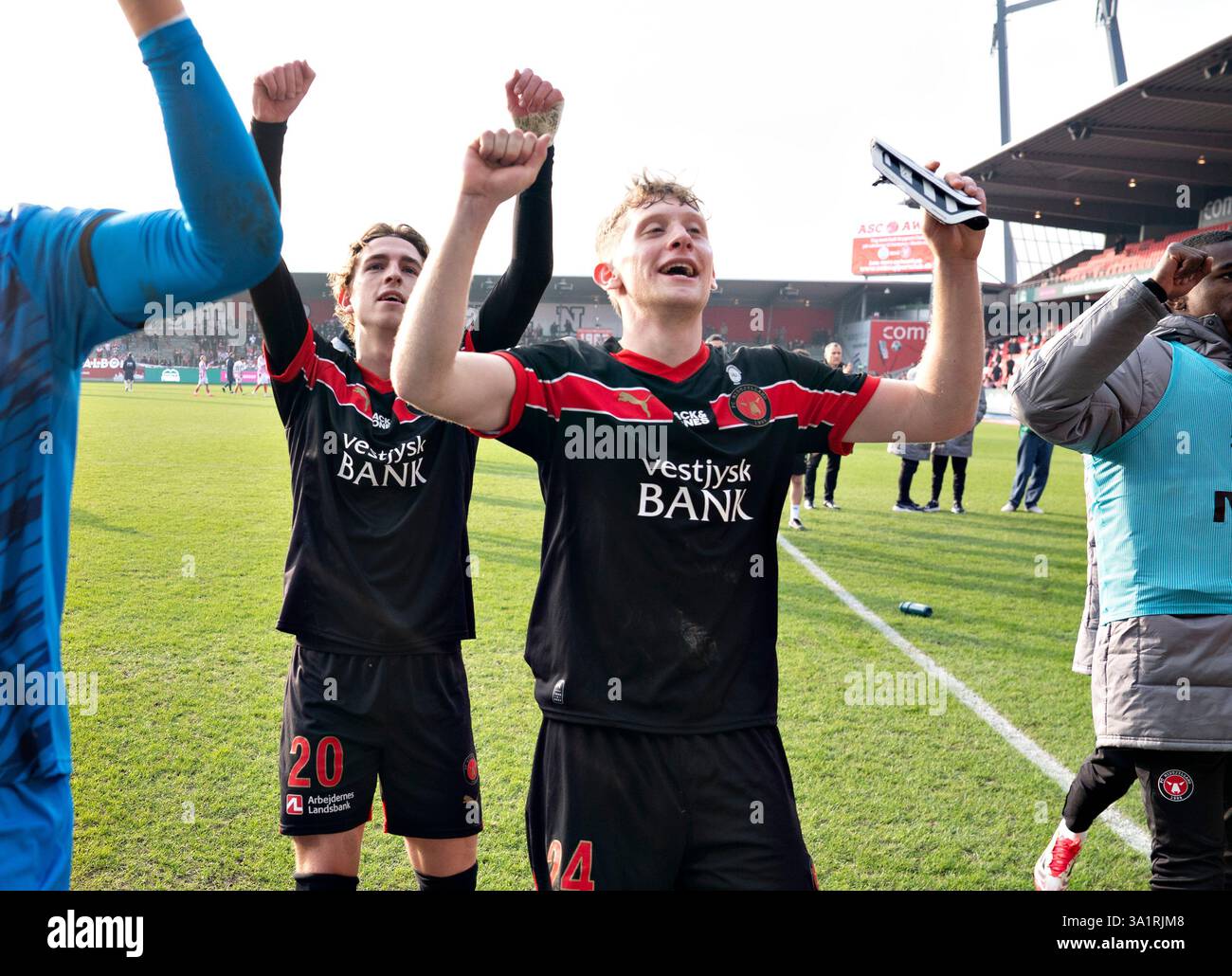 FC Midtjylland's Oliver Soerensen celebrates the victory in the ...
