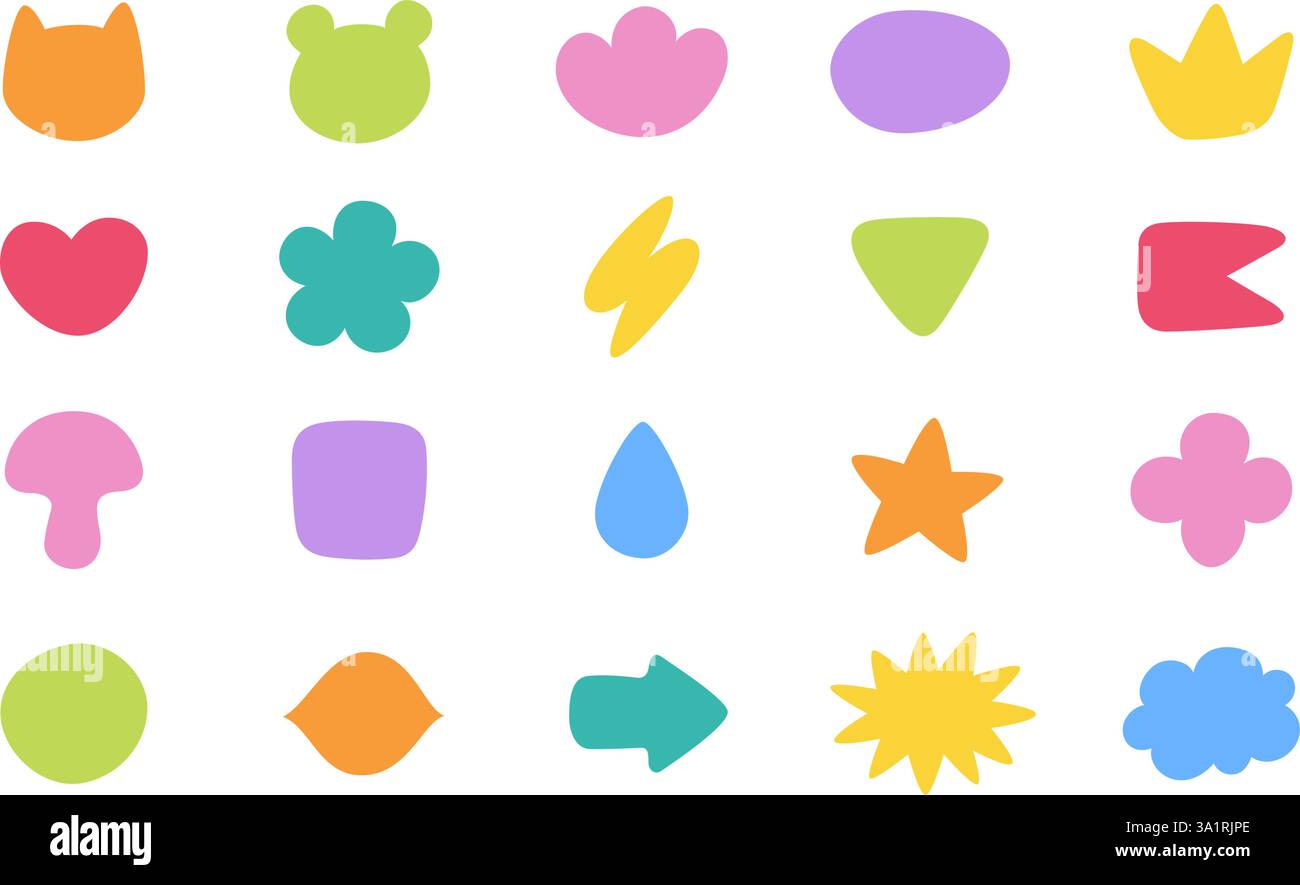 Cute doodle journal bullet stickers. Color diary planner frames. Hand ...