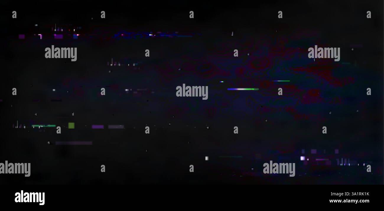 Pixel glitch effect with scattered digital distortion across dark backdrop. Neon elements create ...