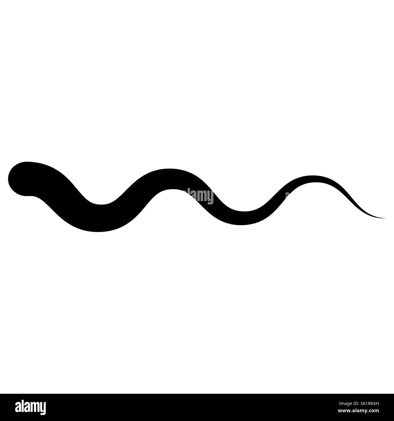 Bold Black Wavy Line Flowing Across White Background in Motion Stock ...