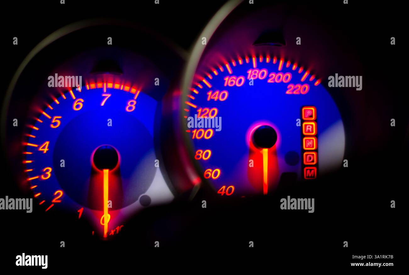 Car dashboard with backlight Stock Photo - Alamy