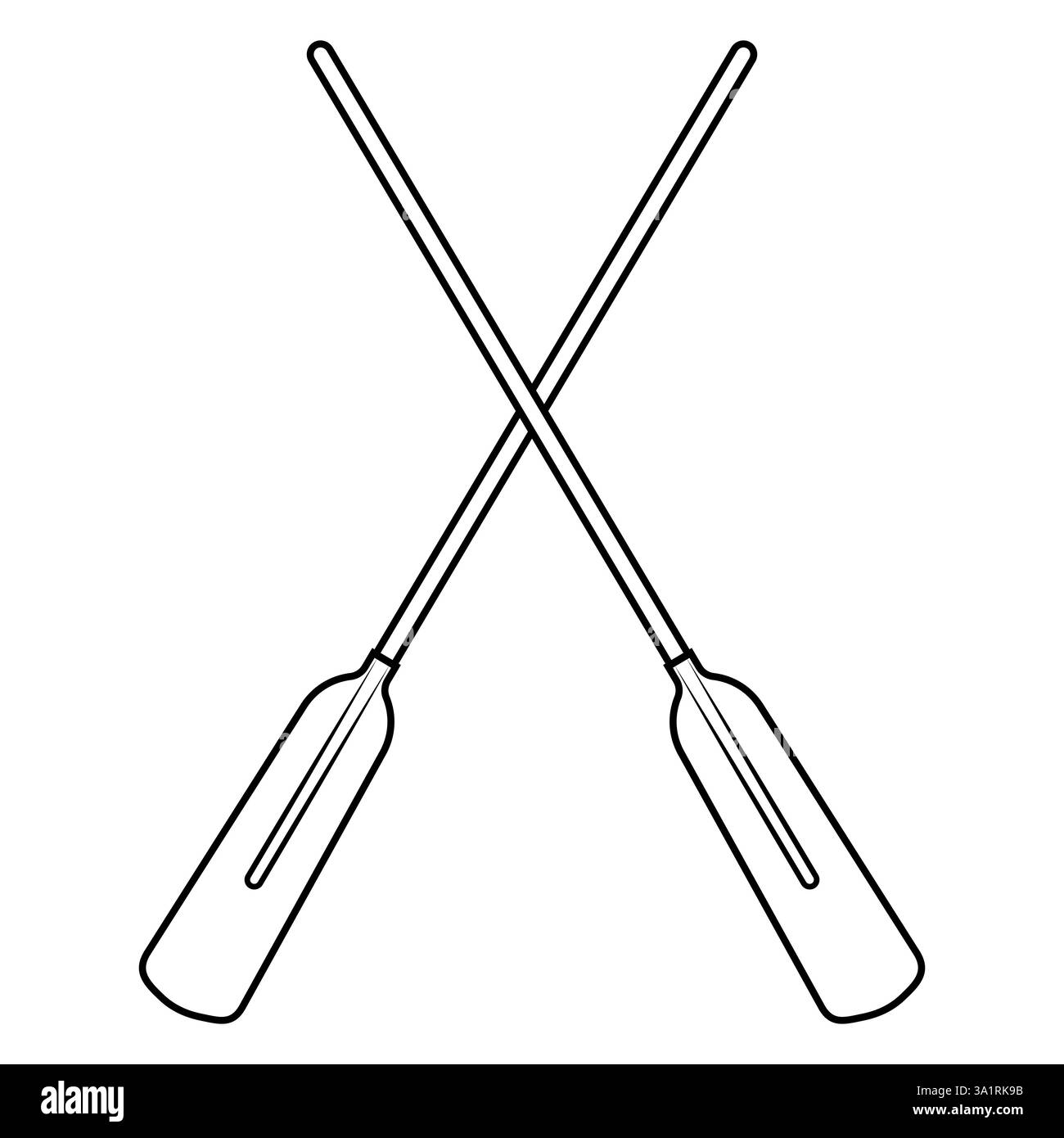 Two Crossed Oars on White Background, Nautical Adventure Art Stock ...