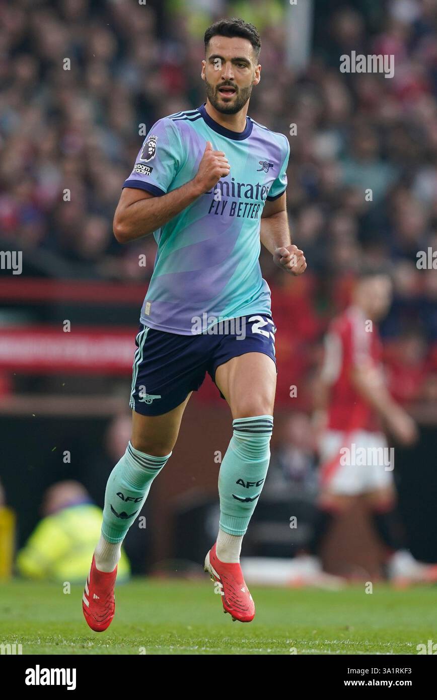 Manchester, UK. 9th Mar, 2025. Mikel Merino of Arsenal during the Premier League Manchester ...