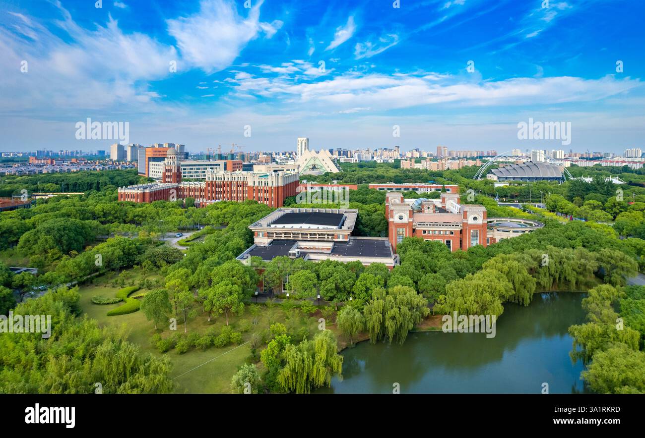 Aerial view of Songjiang University Town, Shanghai, China Stock Photo ...