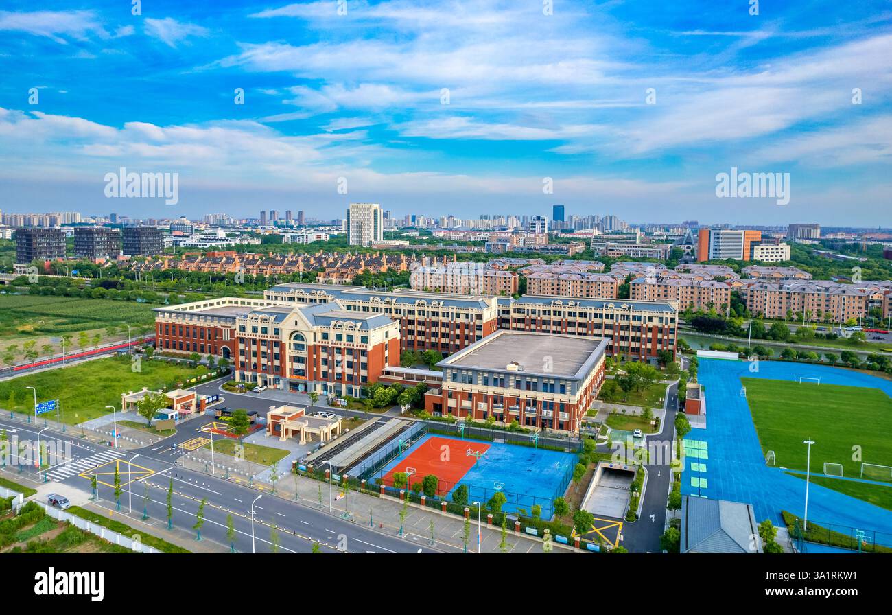 Aerial view of Songjiang University Town, Shanghai, China Stock Photo ...