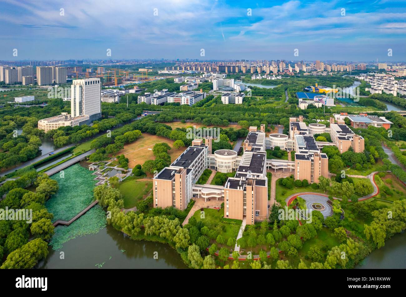 Aerial view of Songjiang University Town, Shanghai, China Stock Photo ...