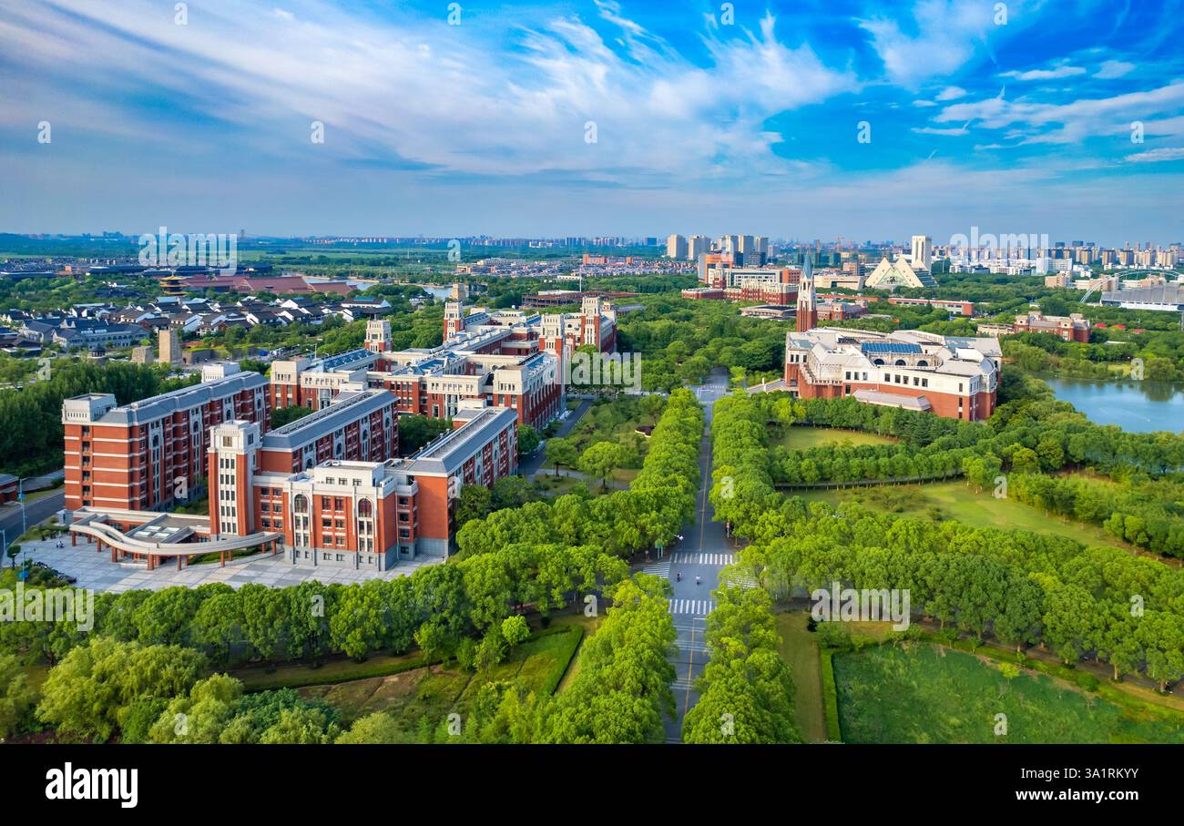 Aerial view of Songjiang University Town, Shanghai, China Stock Photo ...