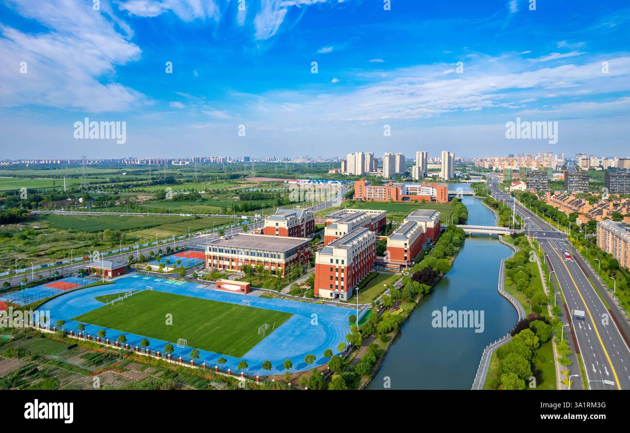 Aerial view of Songjiang University Town, Shanghai, China Stock Photo ...