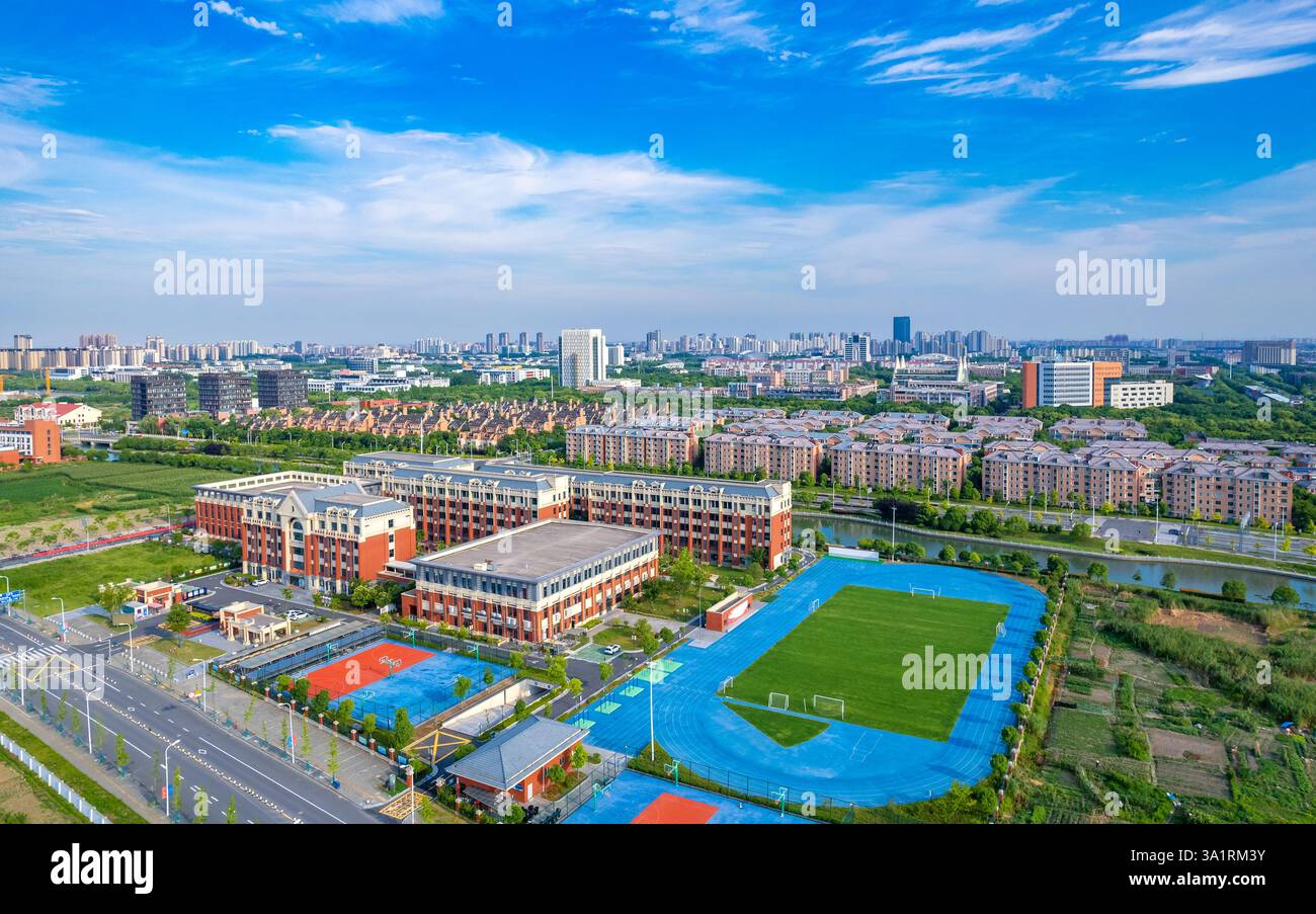 Aerial view of Songjiang University Town, Shanghai, China Stock Photo ...