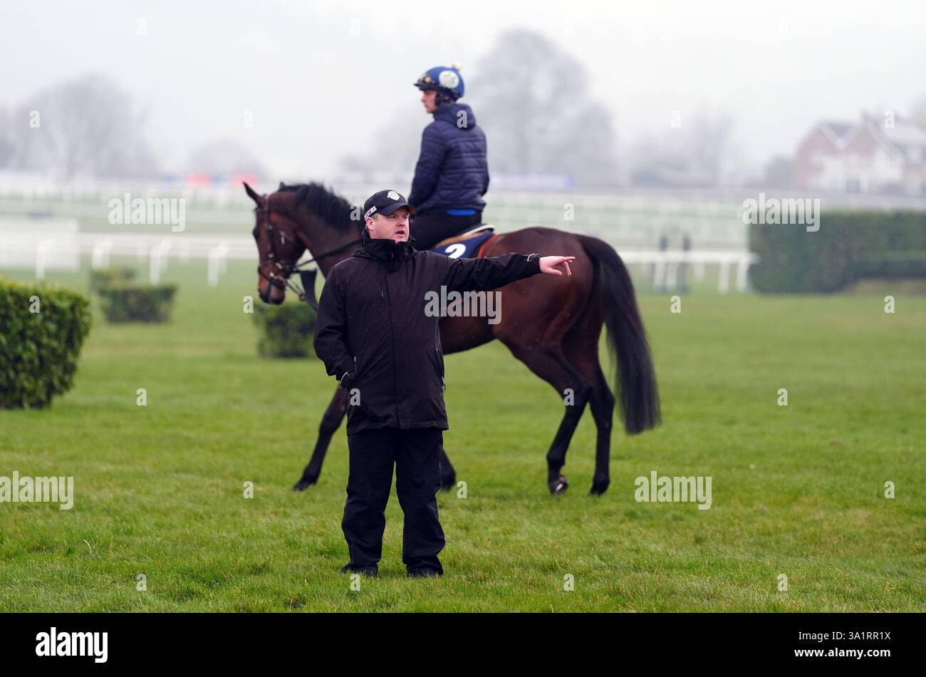 Trainer Gordon Elliott on the gallops at Cheltenham Racecourse, ahead ...