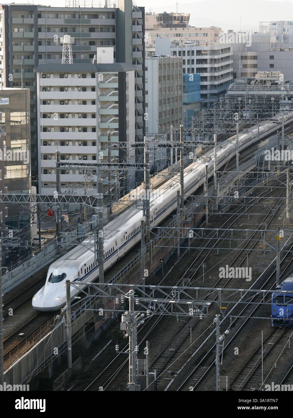 A Shinkansen bullet train runs on the Sanyo Shinkansen Line in the ...