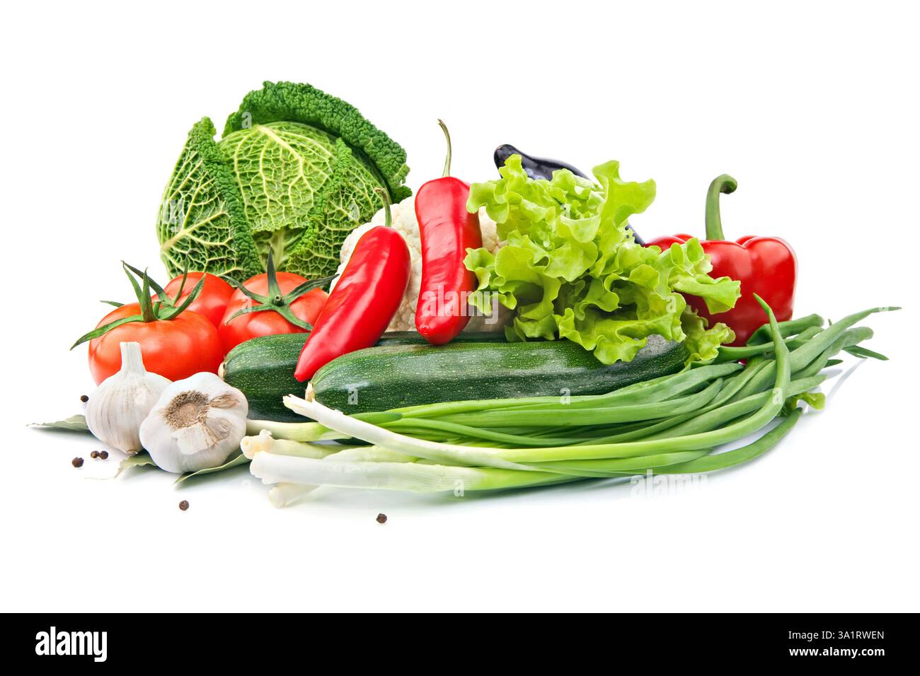 raw vegetables on the white background Stock Photo - Alamy