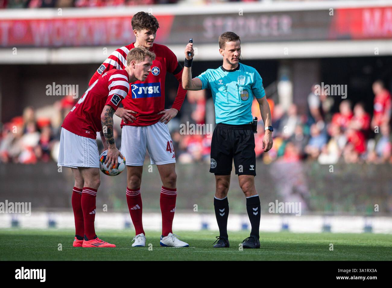 Silkeborg, Denmark. 09th Mar, 2025. Referee Jonas Hansen seen during ...