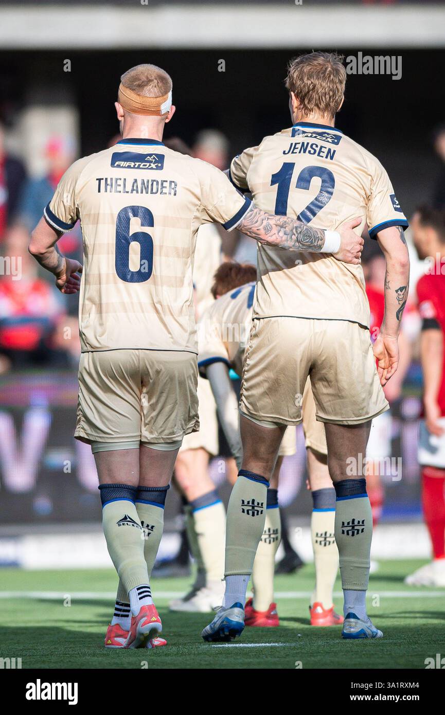 Silkeborg, Denmark. 09th, March 2025. Rasmus Thelander (6) and Magnus ...