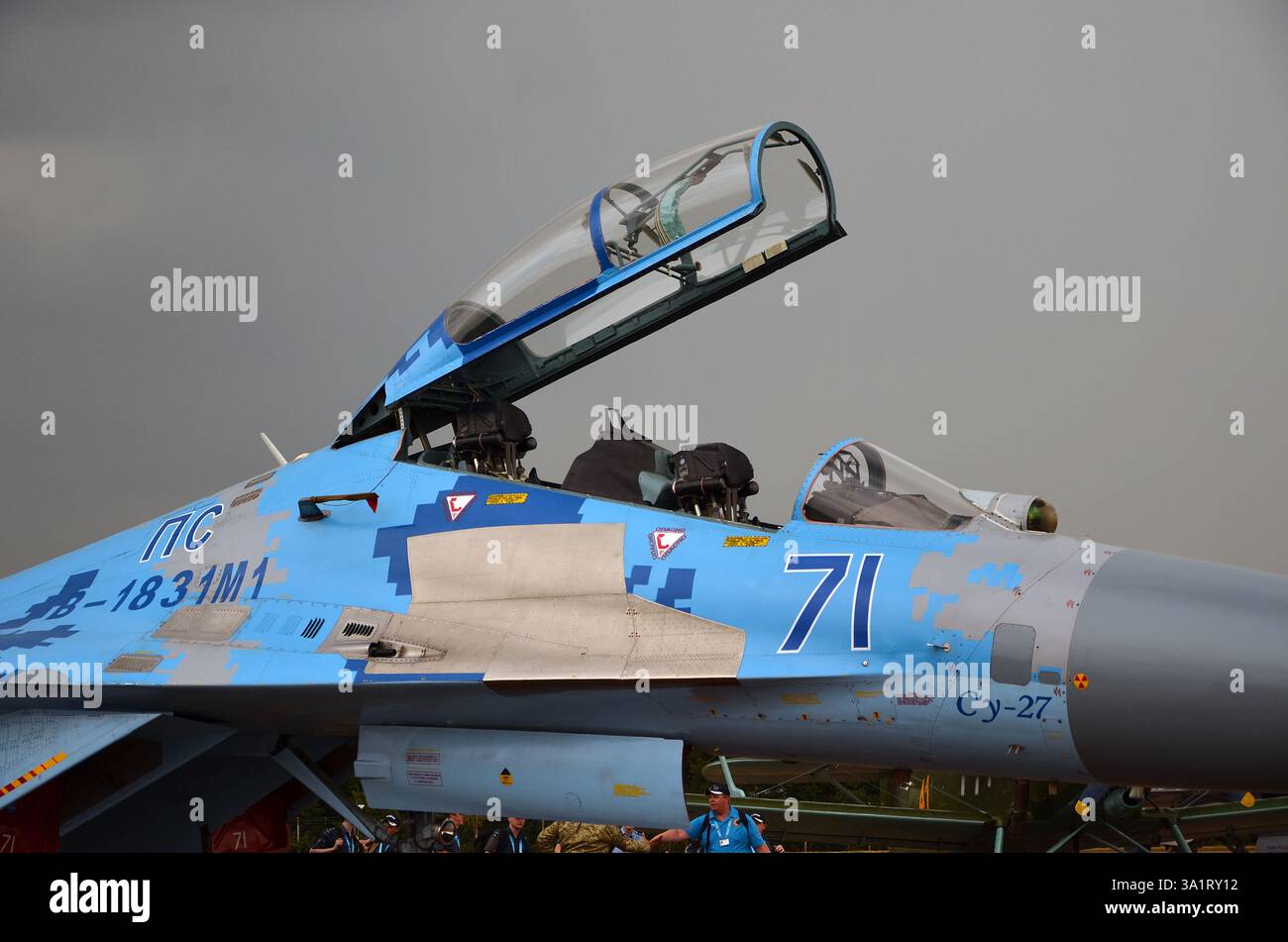 Ukrainian Air Force Sukhoi Su-27 Flanker military fighter jet Stock ...