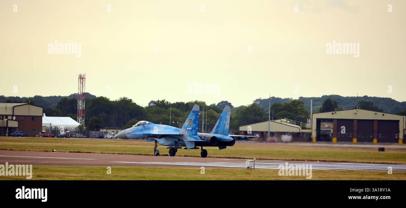 Ukrainian Air Force Sukhoi Su-27 Flanker "Blue 58" military fighter jet ...