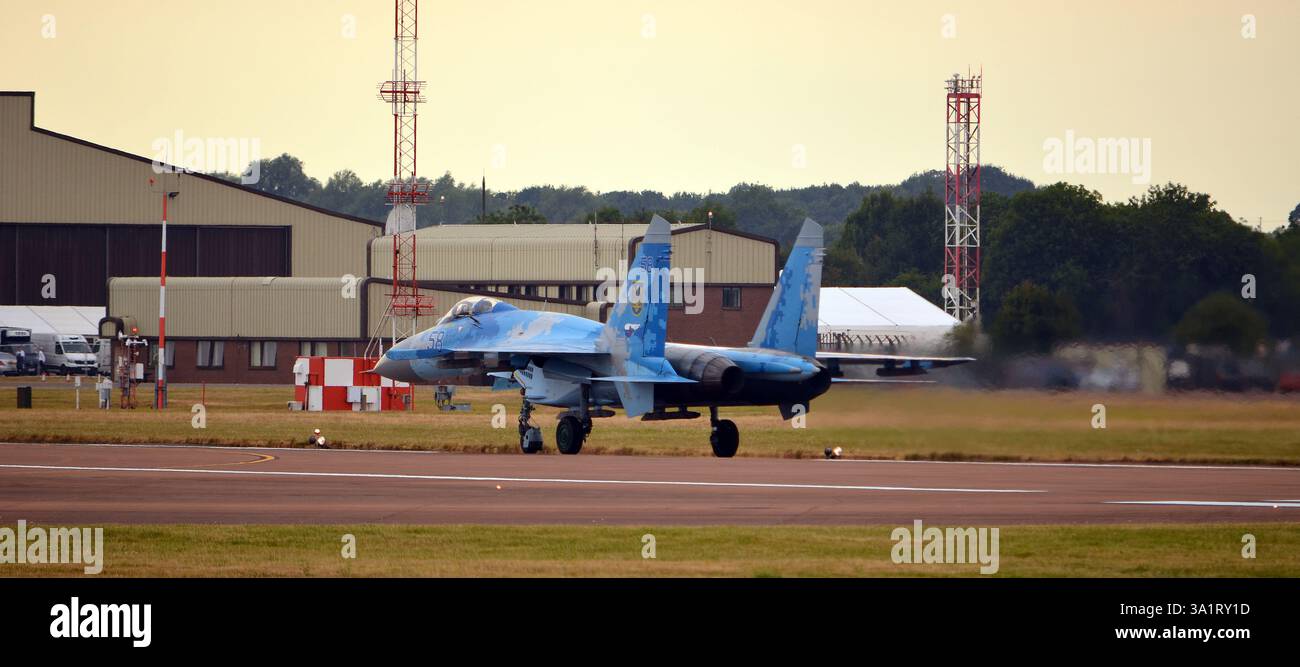 Ukrainian Air Force Sukhoi Su-27 Flanker "Blue 58" military fighter jet ...