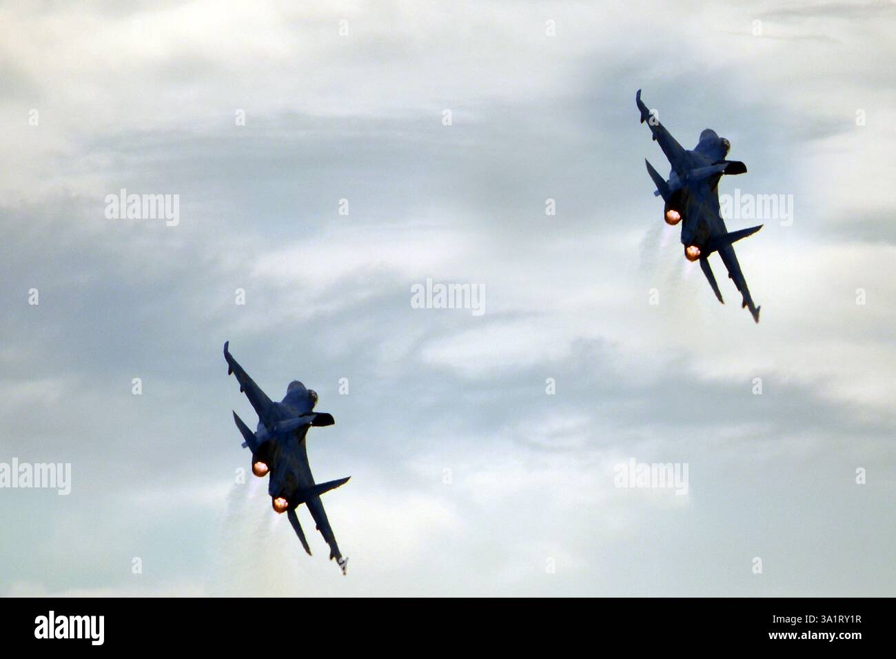 Ukrainian Air Force Sukhoi Su-27 Flanker, blue 71 and blue 58 Stock ...