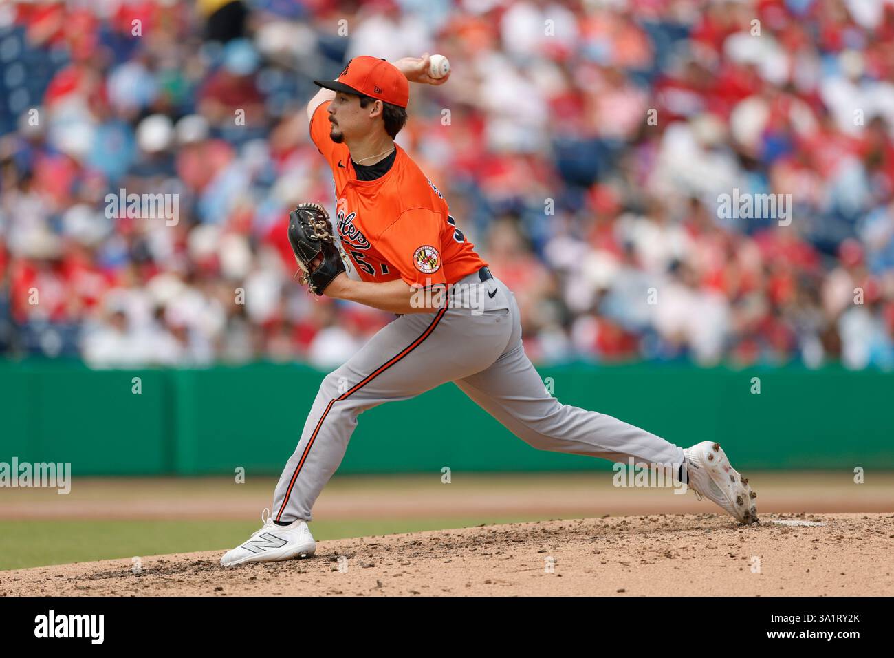 Clearwater, FL: Baltimore Orioles pitcher Kade Strowd (57) delivers a ...