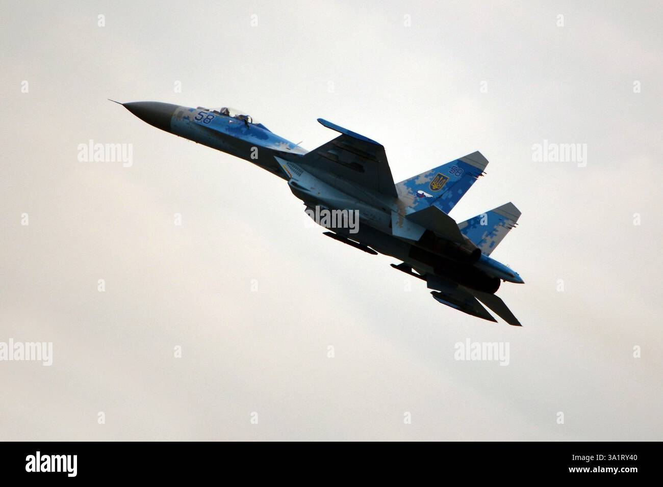 Ukrainian Air Force Sukhoi Su-27 Flanker "Blue 58" military fighter jet ...