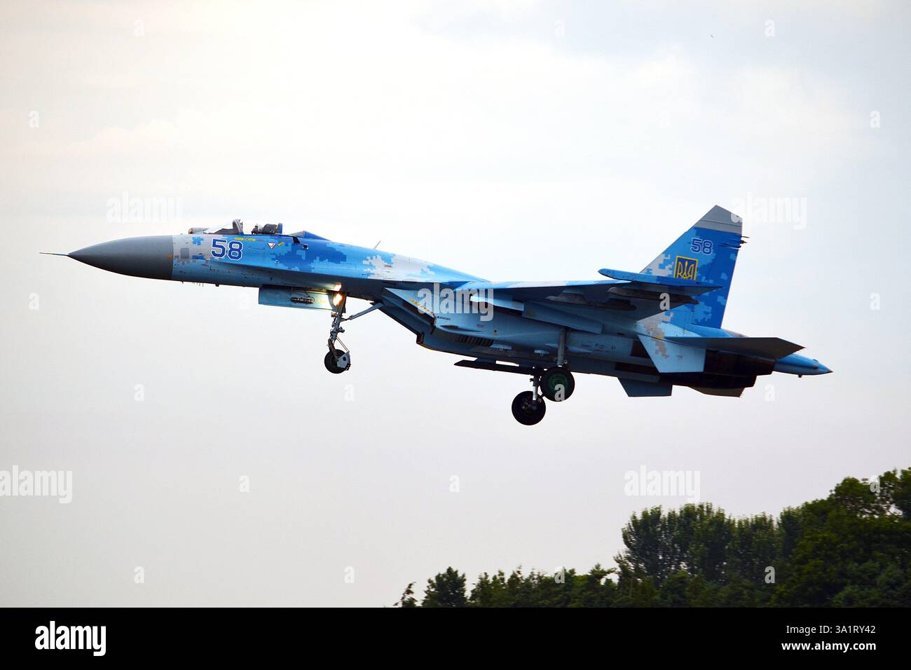 Ukrainian Air Force Sukhoi Su-27 Flanker "Blue 58" military fighter jet ...