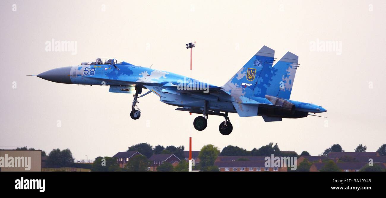 Ukrainian Air Force Sukhoi Su-27 Flanker "Blue 58" military fighter jet ...