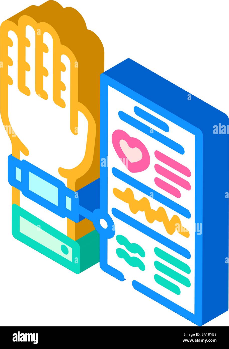 biometric health sensor healthcare innovation isometric icon vector ...
