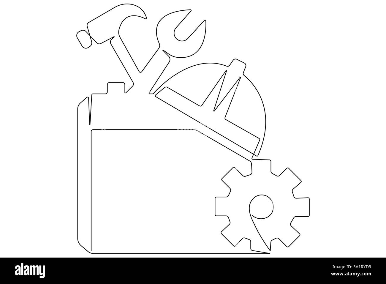 Continuous one line art drawing of labor day tools concept outline ...