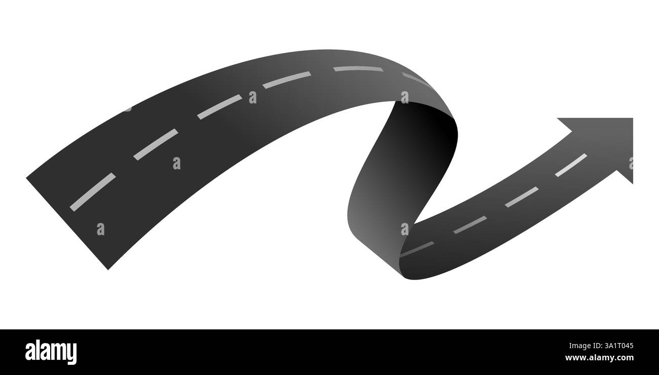 Trendy Simple Abstract Asphalt Road Or Winding Way Arrow Vector ...