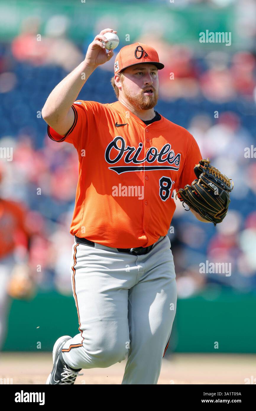 Clearwater, FL: Baltimore Orioles pitcher Nathan Webb (84) throws out ...