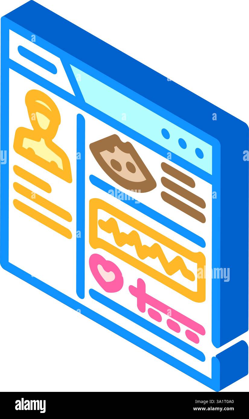 digital health record healthcare innovation isometric icon vector ...