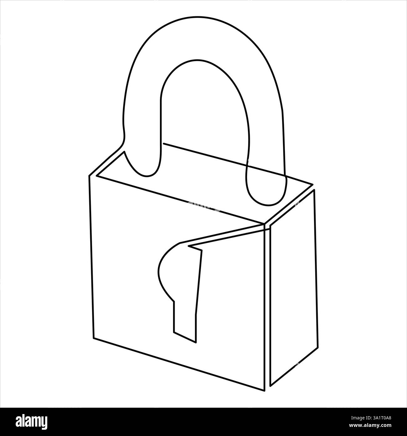Continuous one line art drawing padlock key outline vector sketch ...