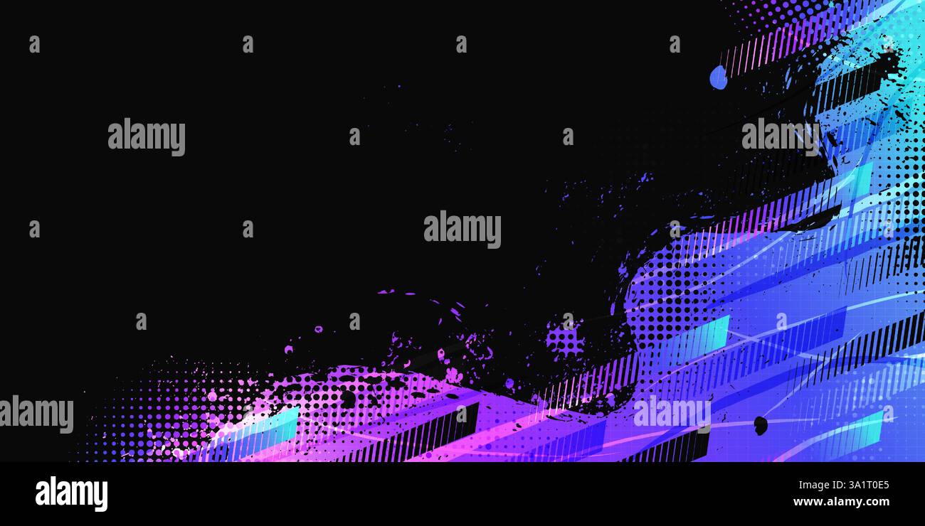 Colorful Gradient Grunge Background with Halftone Style. Abstract Brush ...