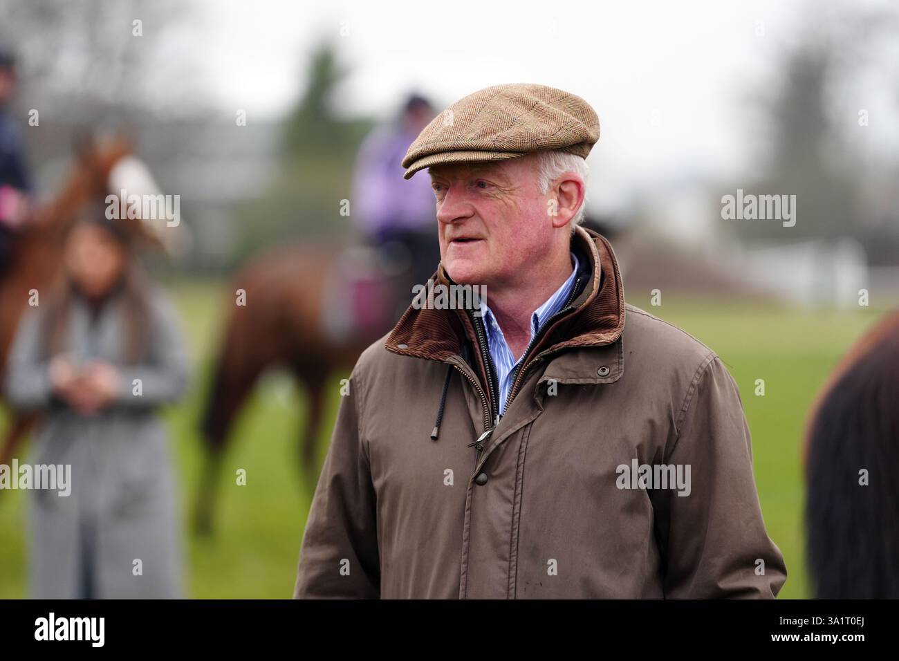 Trainer Willie Mullins on the gallops at Cheltenham Racecourse, ahead ...