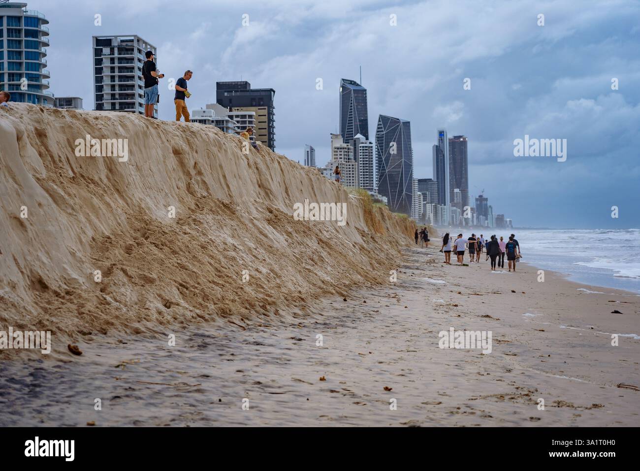 Gold Coast, QLD, Australia - Mar 10, 2025: Eroded beaches after the ...