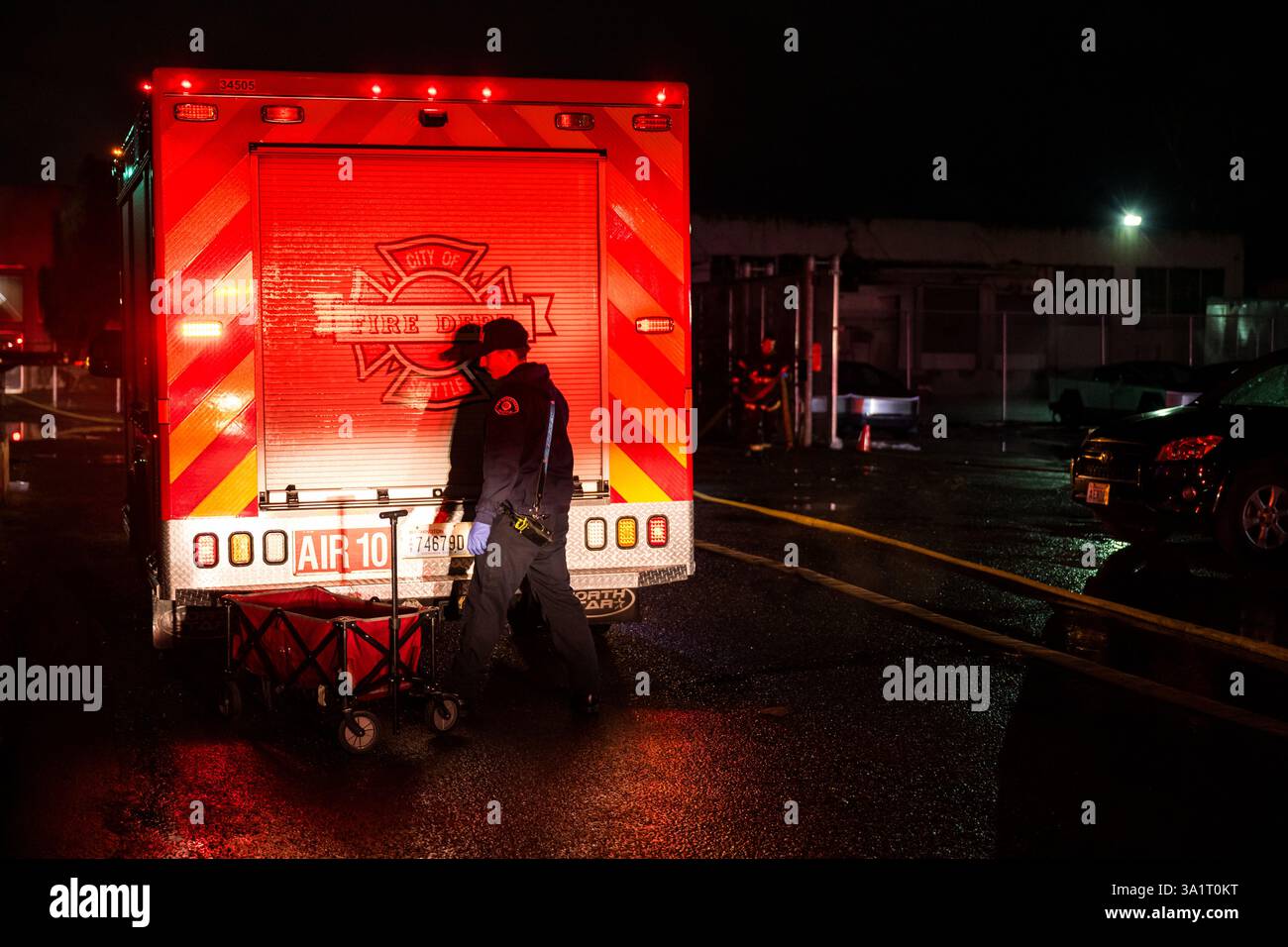 Seattle, USA. 10th Mar 2025. Seattle fire on the scene responding to an ...
