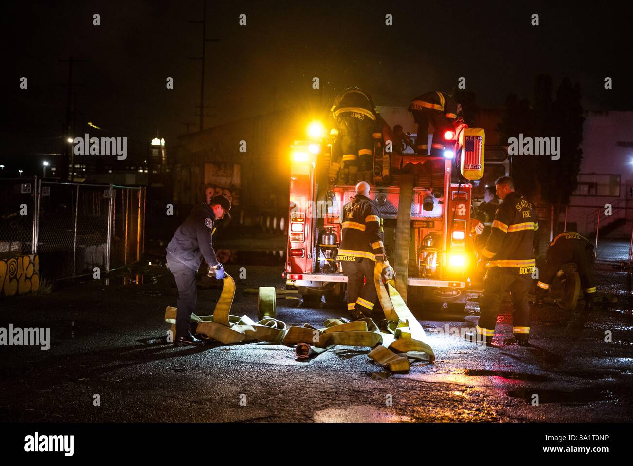 Seattle, USA. 10th Mar 2025. Seattle fire on the scene responding to an ...