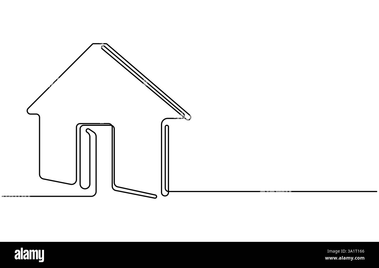 One continuous line drawing of house building Symbol home architecture ...