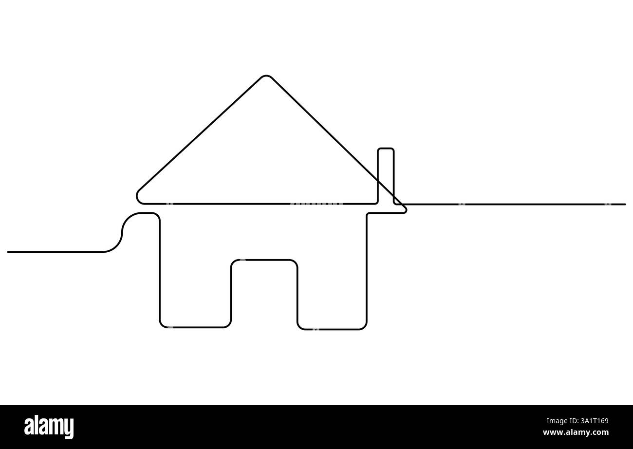 One continuous line drawing of house building Symbol home architecture ...