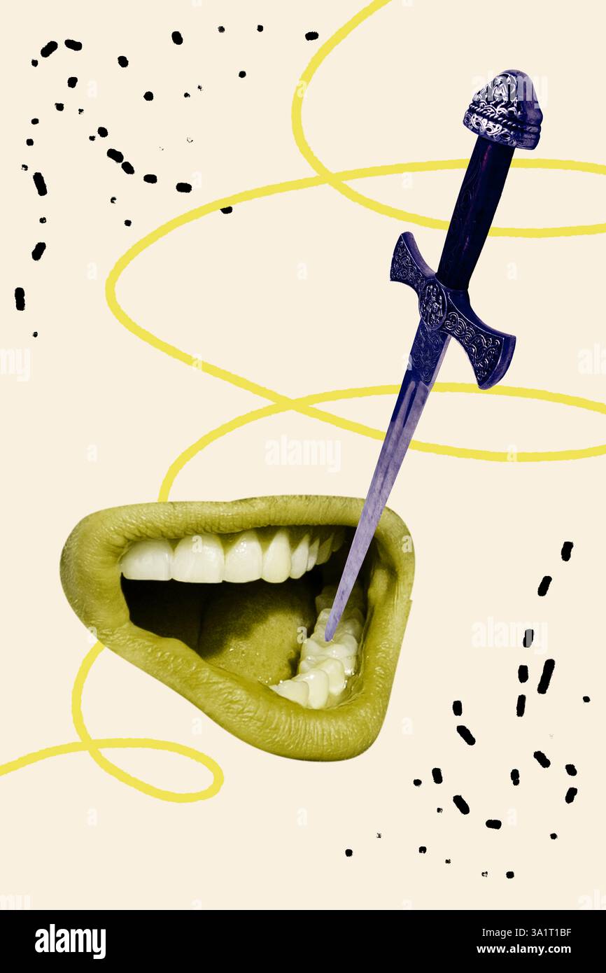 Poster image vertical photo collage of mouth smile teeth healthcare ...