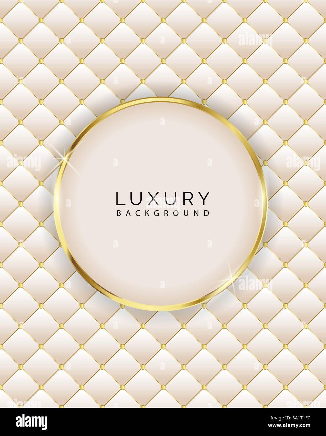 Light diamond shape upholstery luxury background with golden circle ...