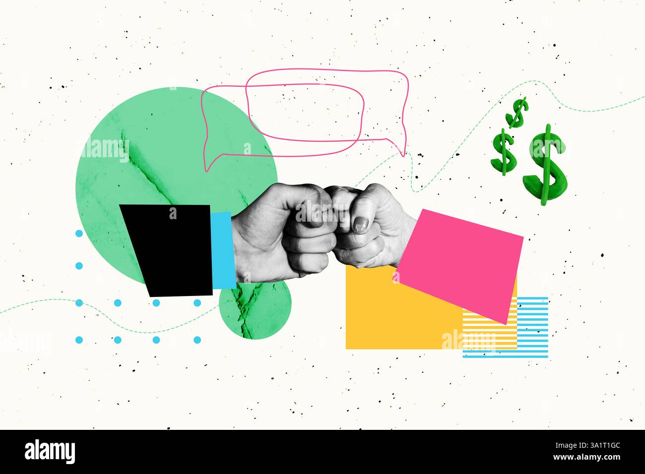 Composite 3D photo collage design trend sketch of body language symbol ...