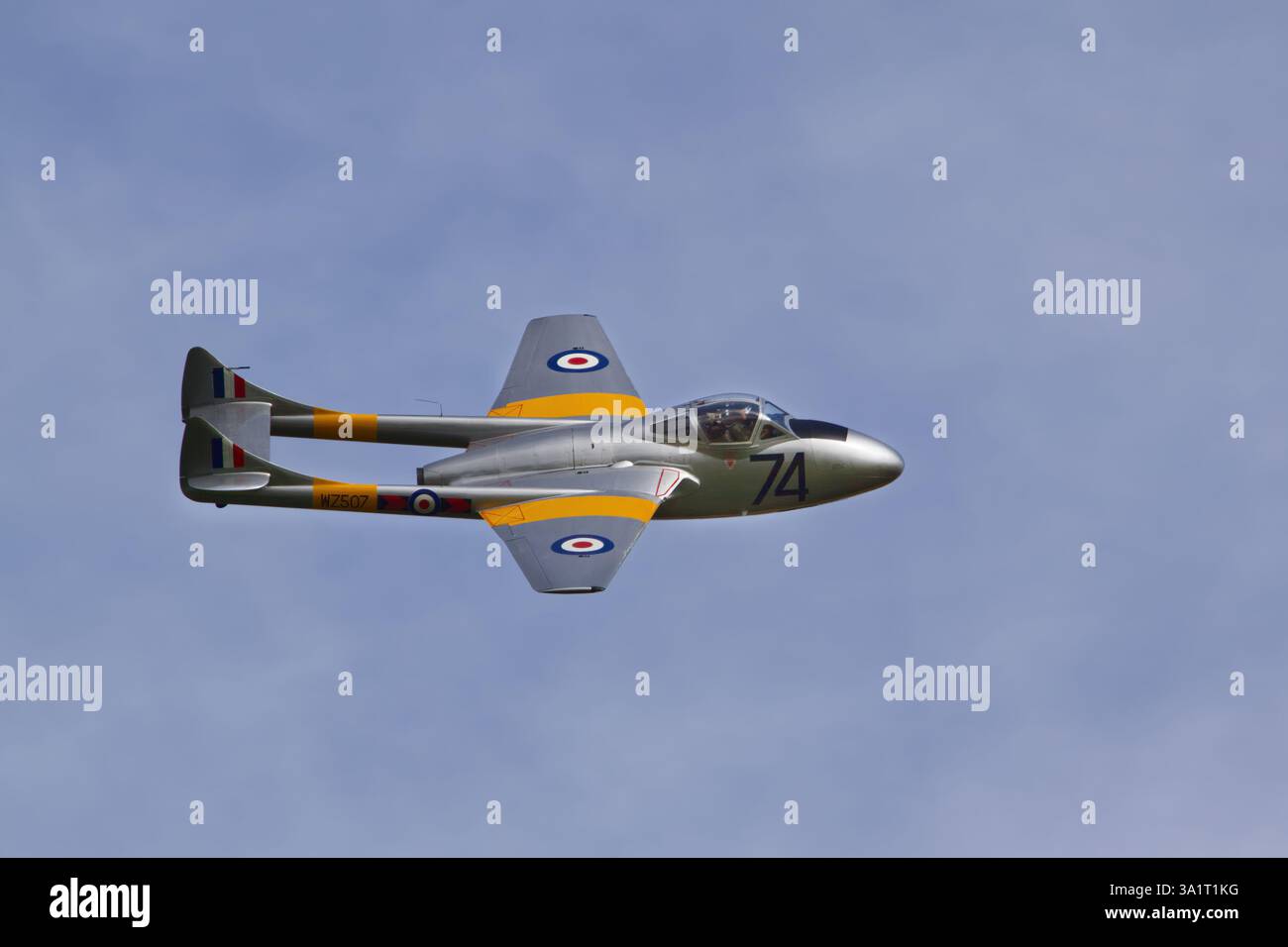 de Havilland Vampire T.11, WZ507, jet trainer aeroplane in flight Stock ...