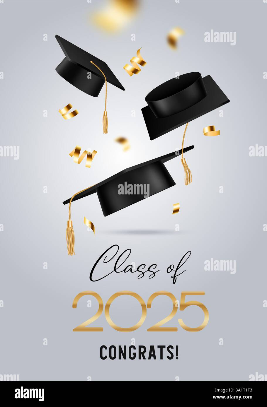 Vertical graduation banner with flying hats Stock Vector Image & Art ...