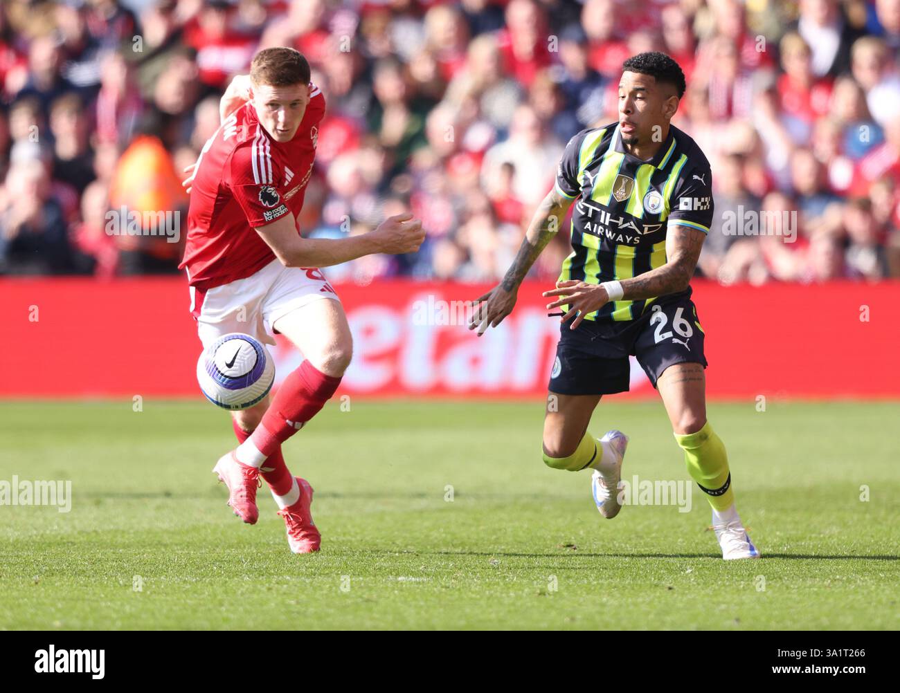 Elliot Anderson (NF) Savinho (MC) at the Nottingham Forest v Manchester ...