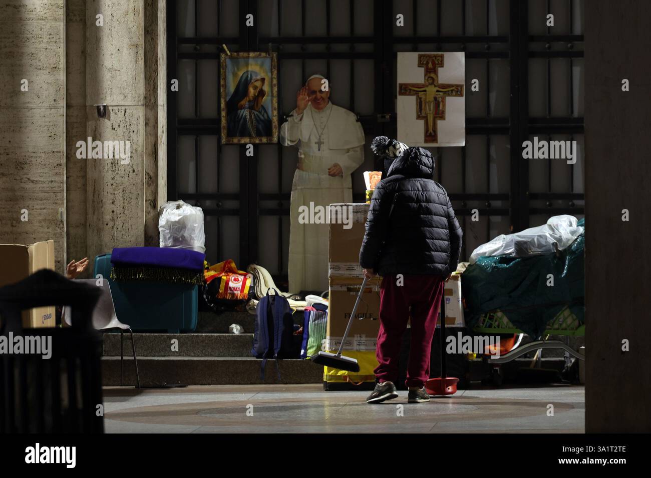 Vatican City, Italy 8.03.2025: Many homeless people live and spend the ...