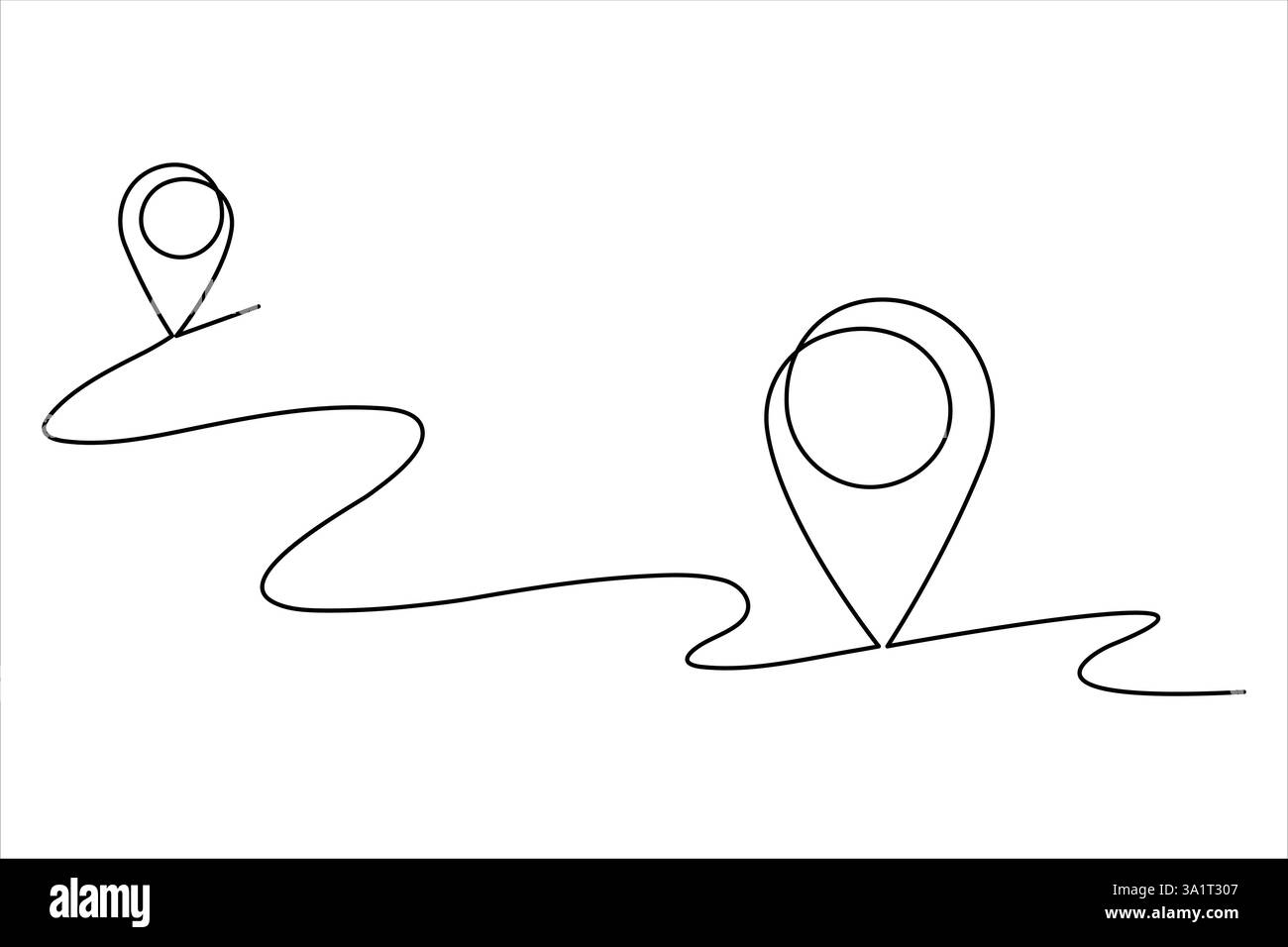 Continuous single line art drawing of Location and path pointers outline vector Stock Vector ...