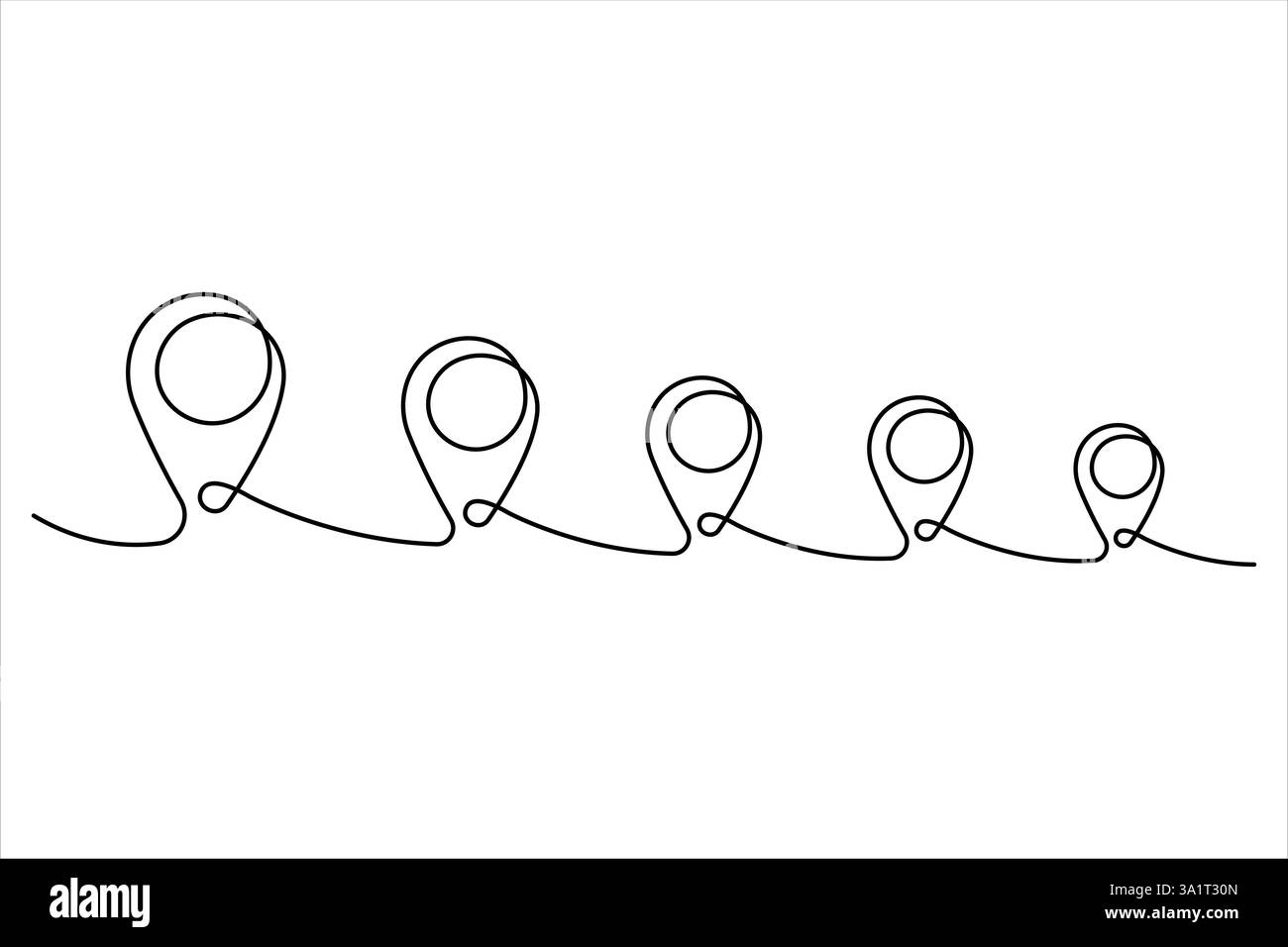 Continuous single line art drawing of Location and path pointers outline vector Stock Vector ...