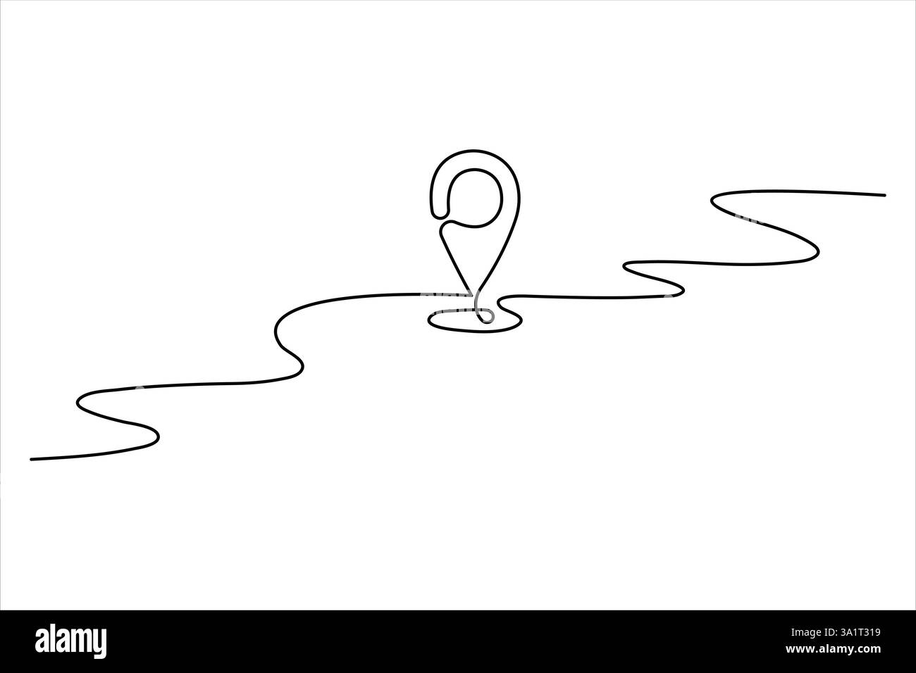 Continuous single line art drawing of Location and path pointers outline vector Stock Vector ...